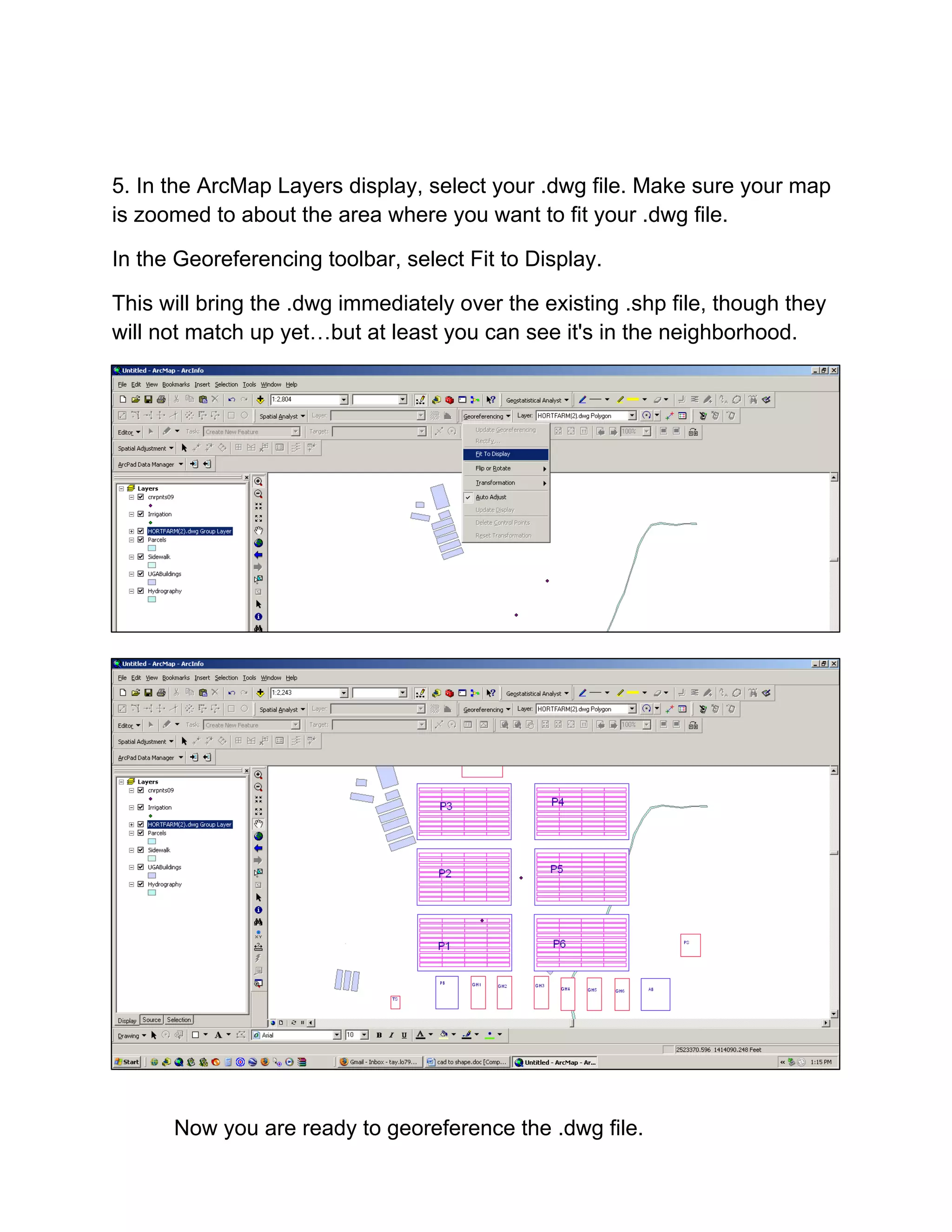 Convert an auto cad file to a shapefile and georeferencing | PDF