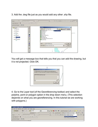 Convert an auto cad file to a shapefile and georeferencing | PDF
