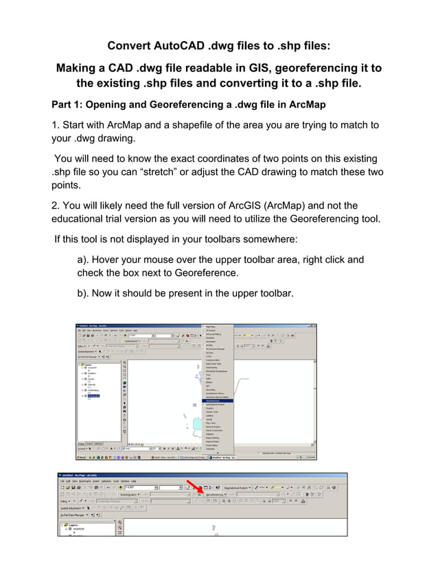 Convert an auto cad file to a shapefile and georeferencing | PDF