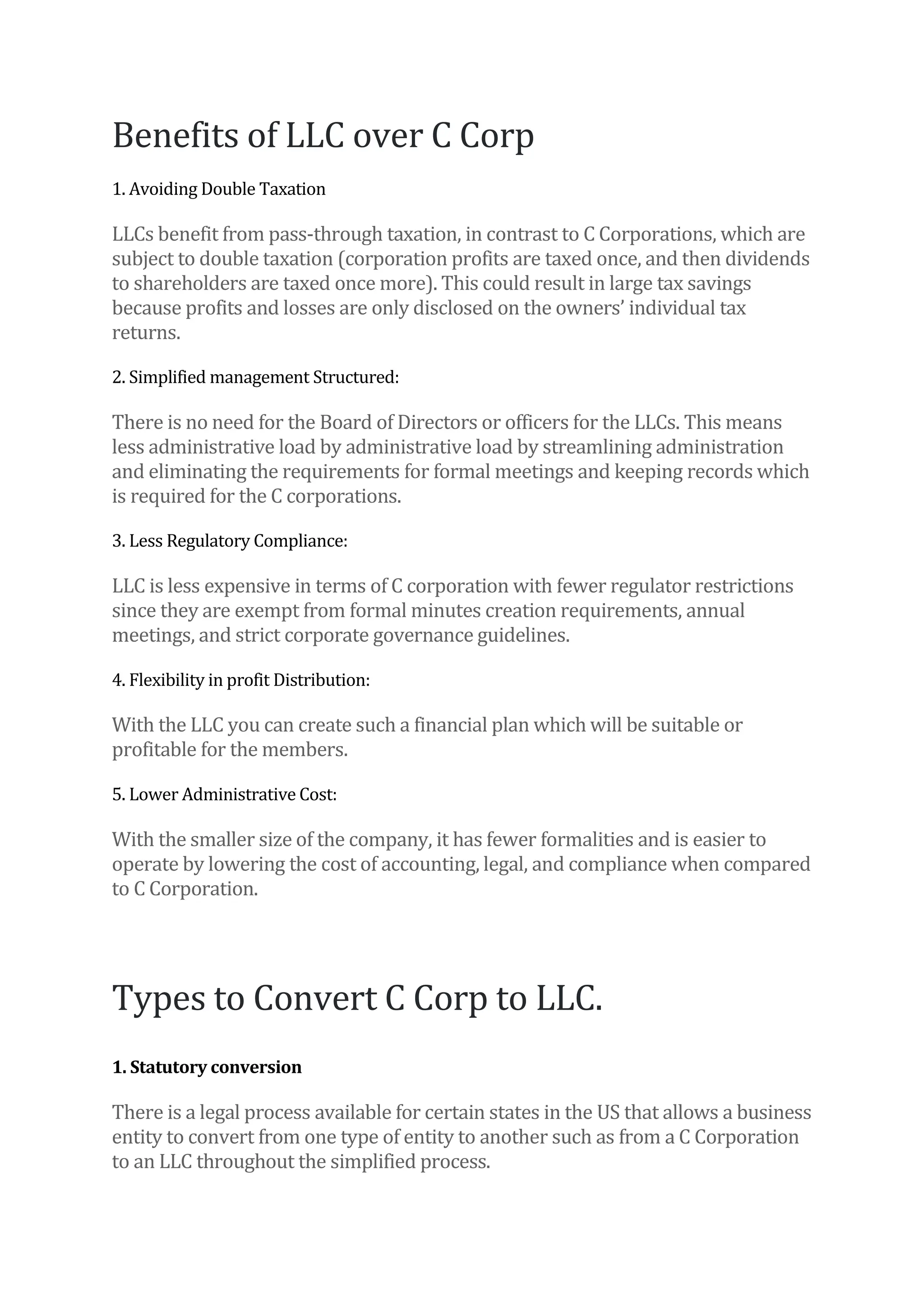 Convert Your C Corp to LLC. How to and Why? | PDF