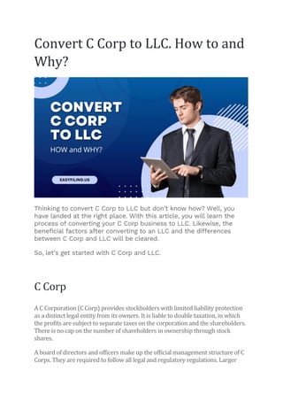 Convert Your C Corp to LLC. How to and Why? | PDF
