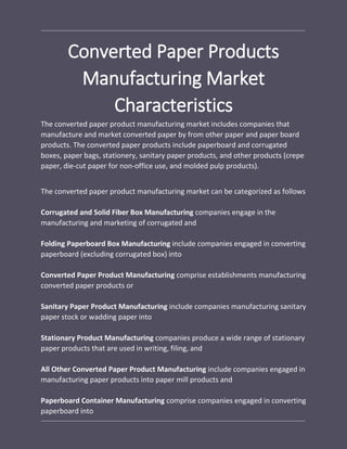 Converted paper products manufacturing global market report 2018 | PDF