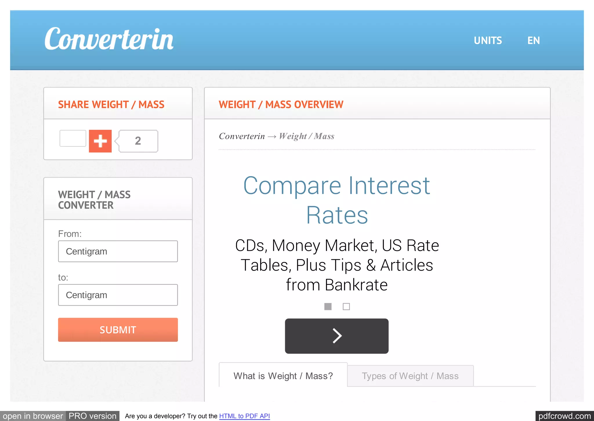 Weight / Mass - Conversion | PPT