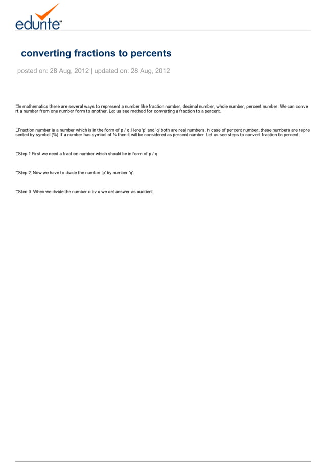 converting fractions to percents | PDF