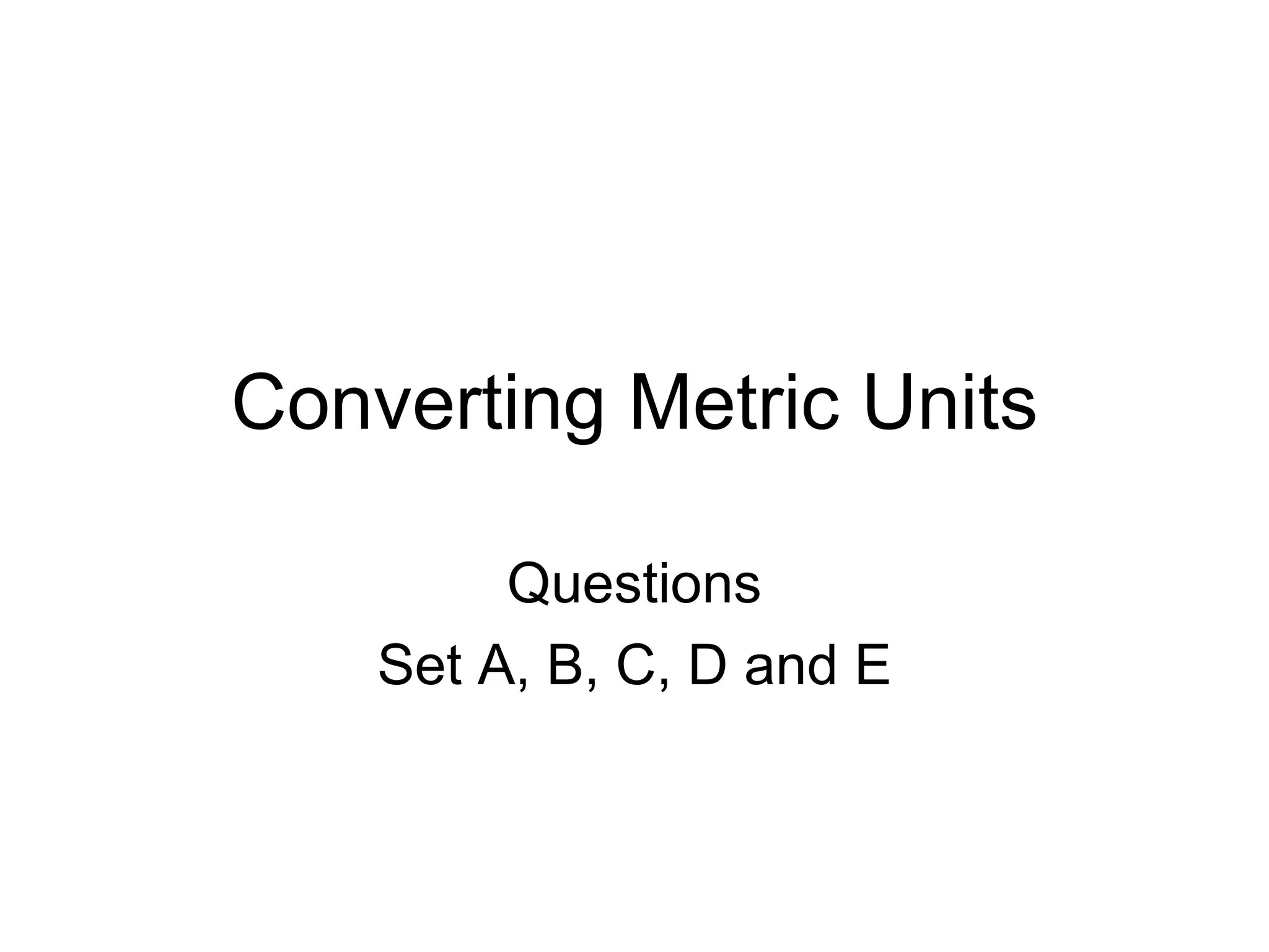 Converting Metric Units | PPT