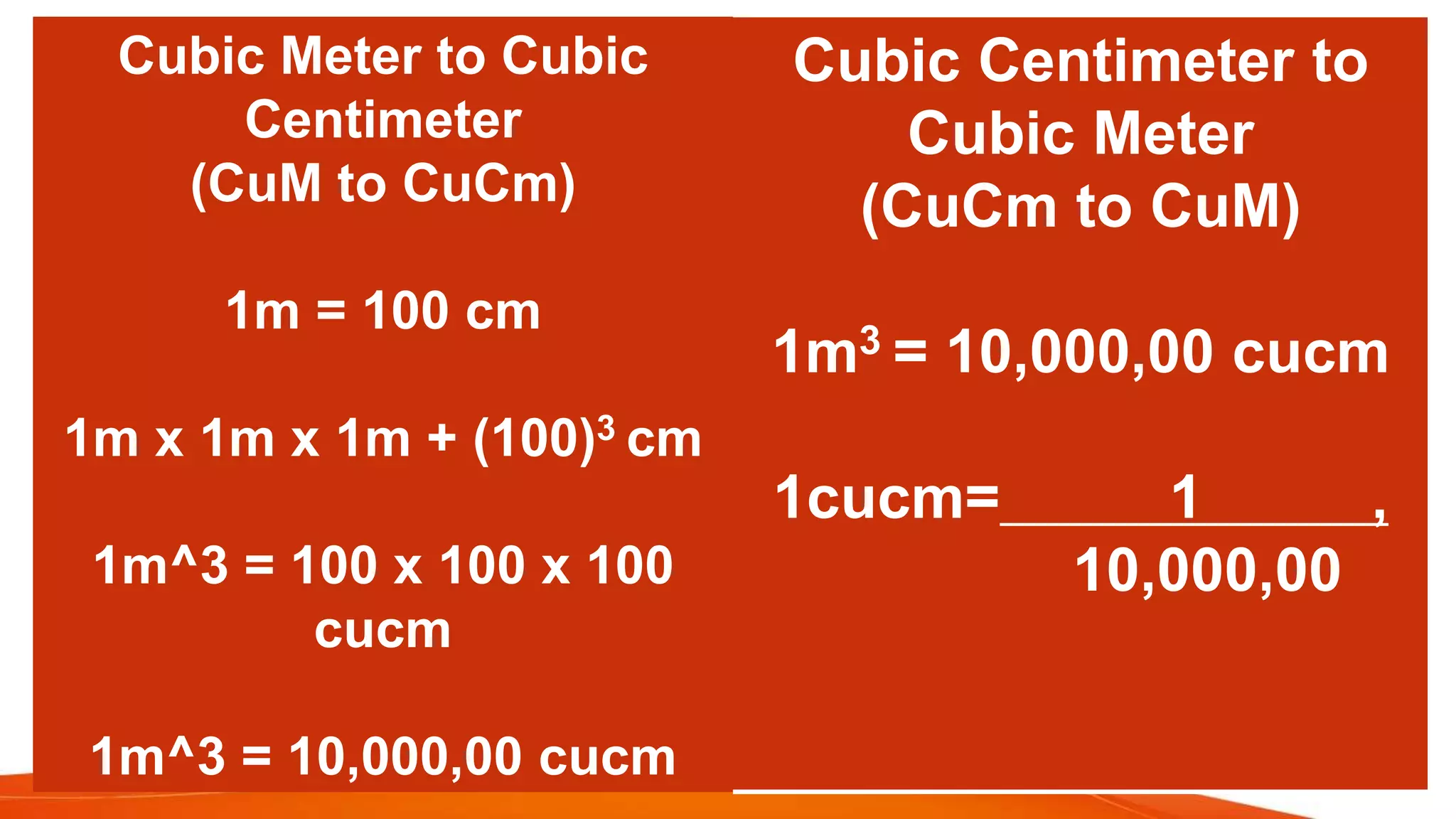 Converting cubic centimeter to cubic meter and vise versa | PPTX