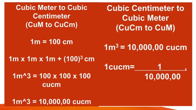 Converting cubic centimeter to cubic meter and vise versa | PPTX