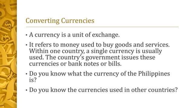 Converting Currencies Pptx Stocks And Bonds Personal Investing