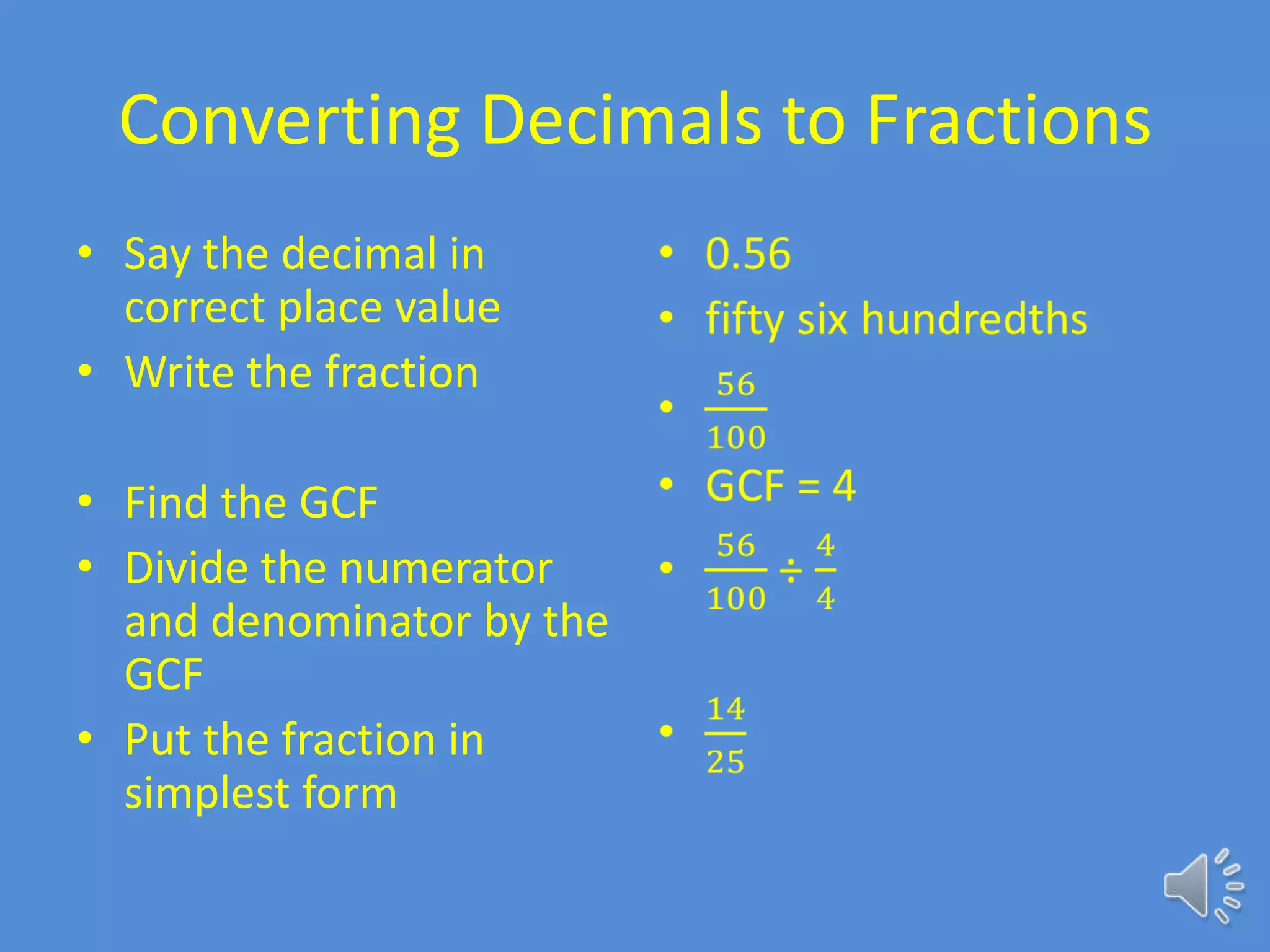 Converting decimals and fractions | PPTX