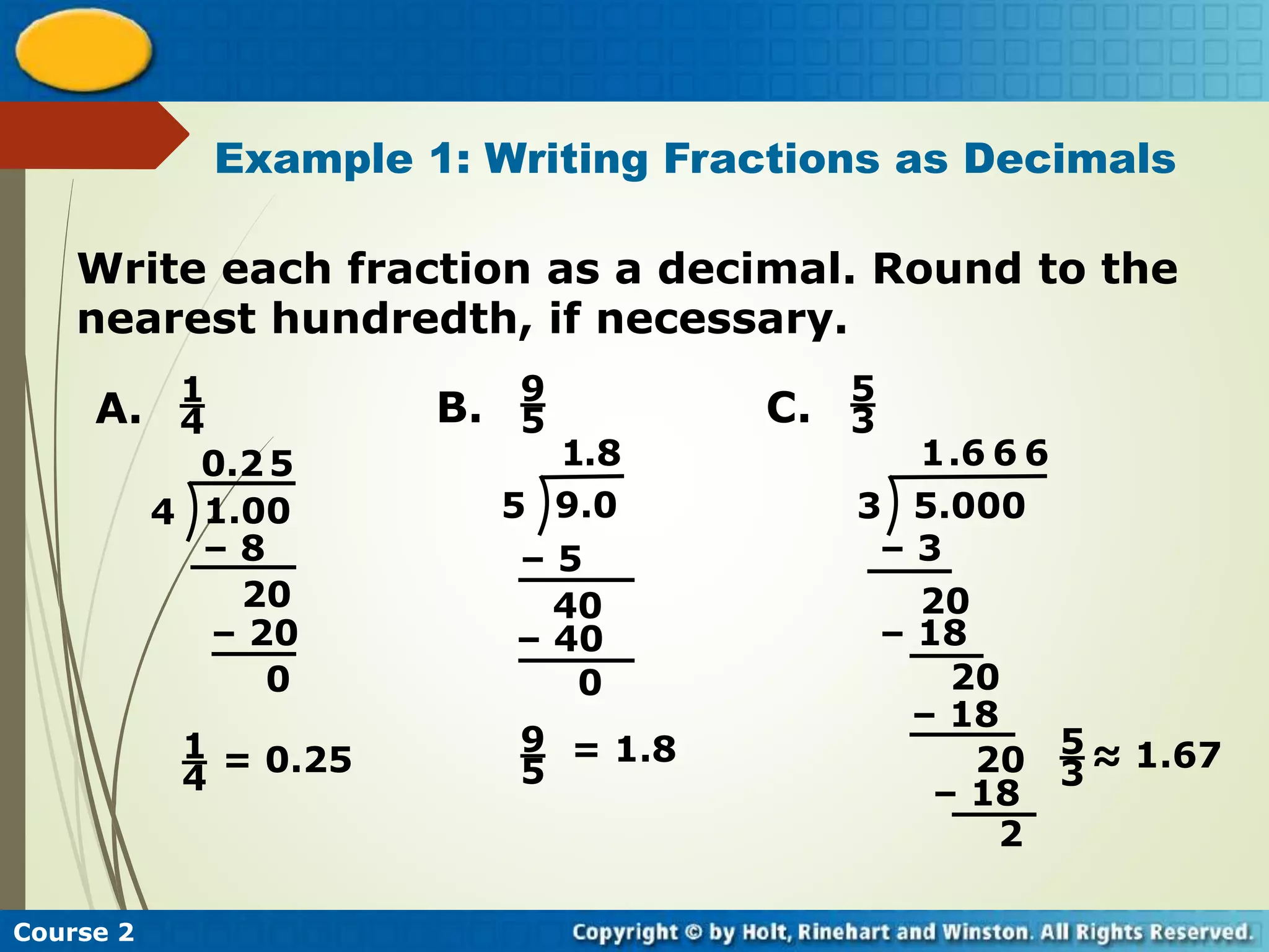 Converting fraction into decimals and vice versa(MAth 7) | PPTX