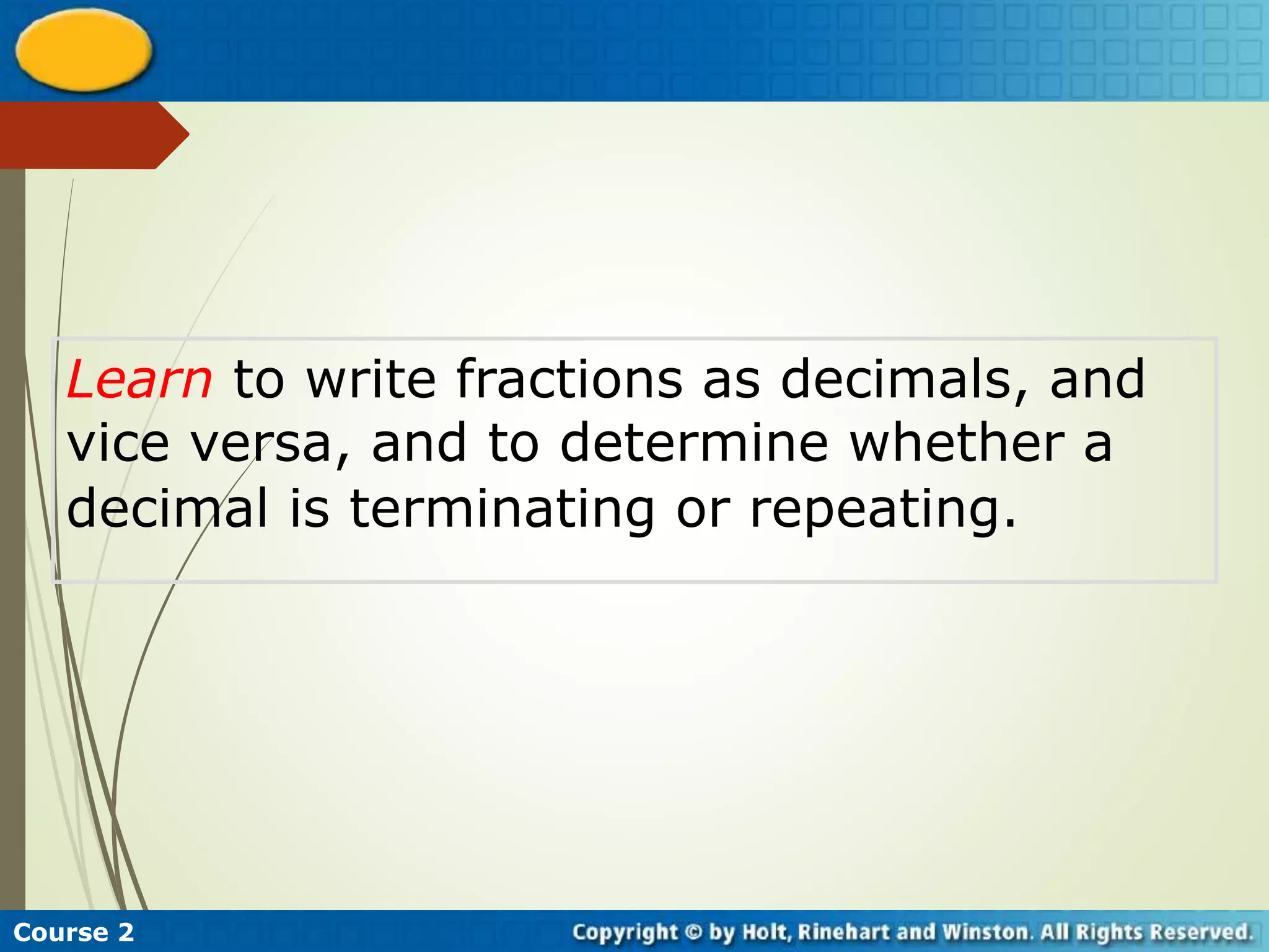 Converting fraction into decimals and vice versa(MAth 7) | PPTX