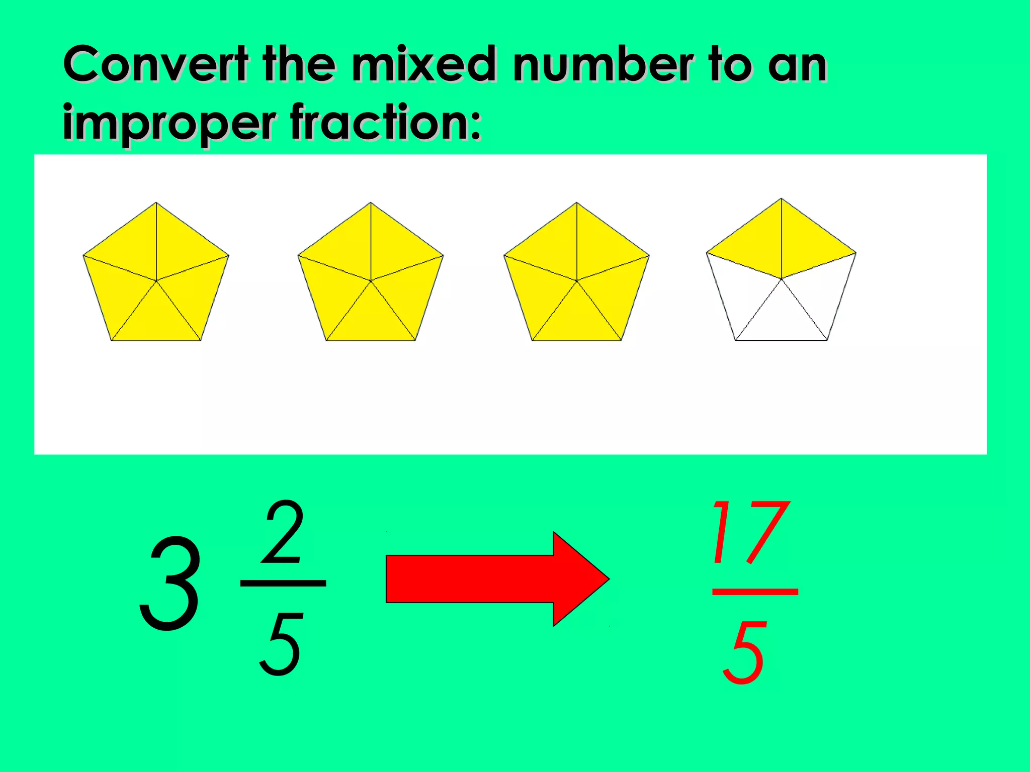 Converting fractions improper to mixed numbers | PPT