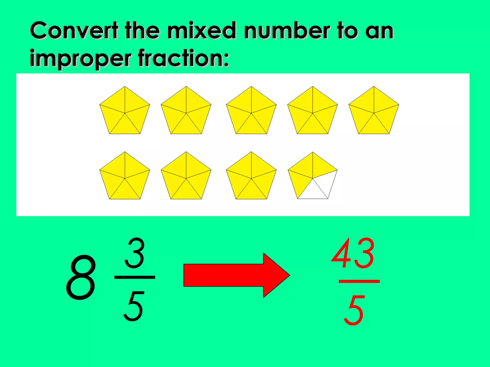 Converting fractions improper to mixed numbers | PPT