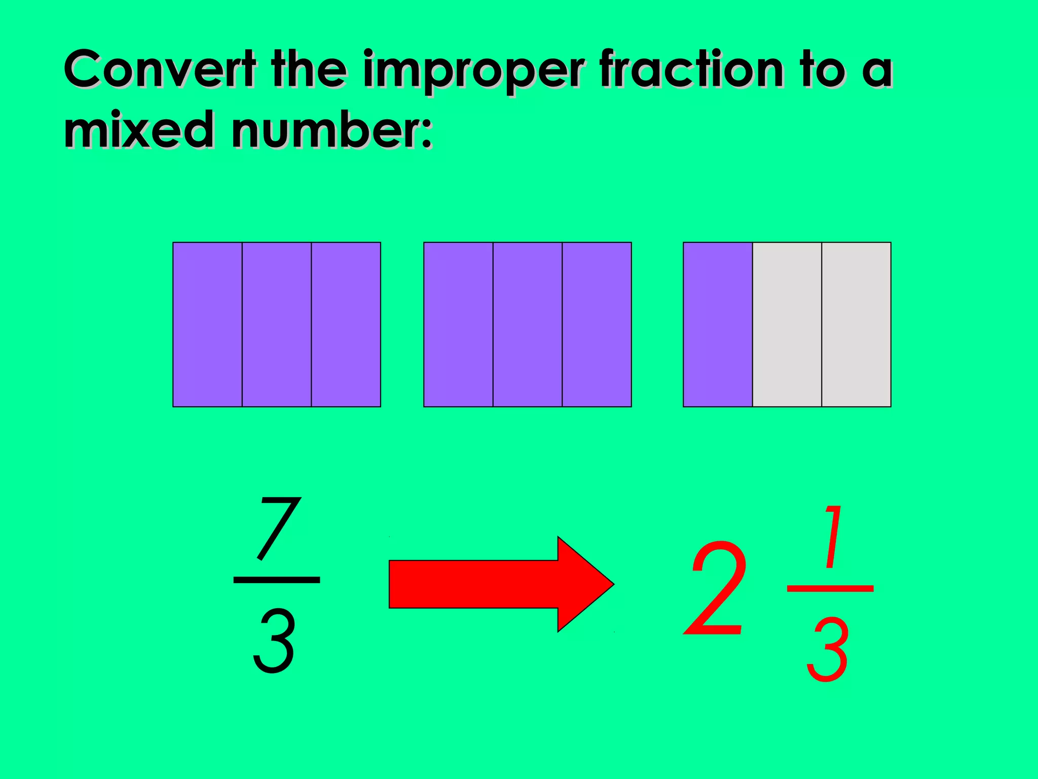 Converting fractions improper to mixed numbers | PPT