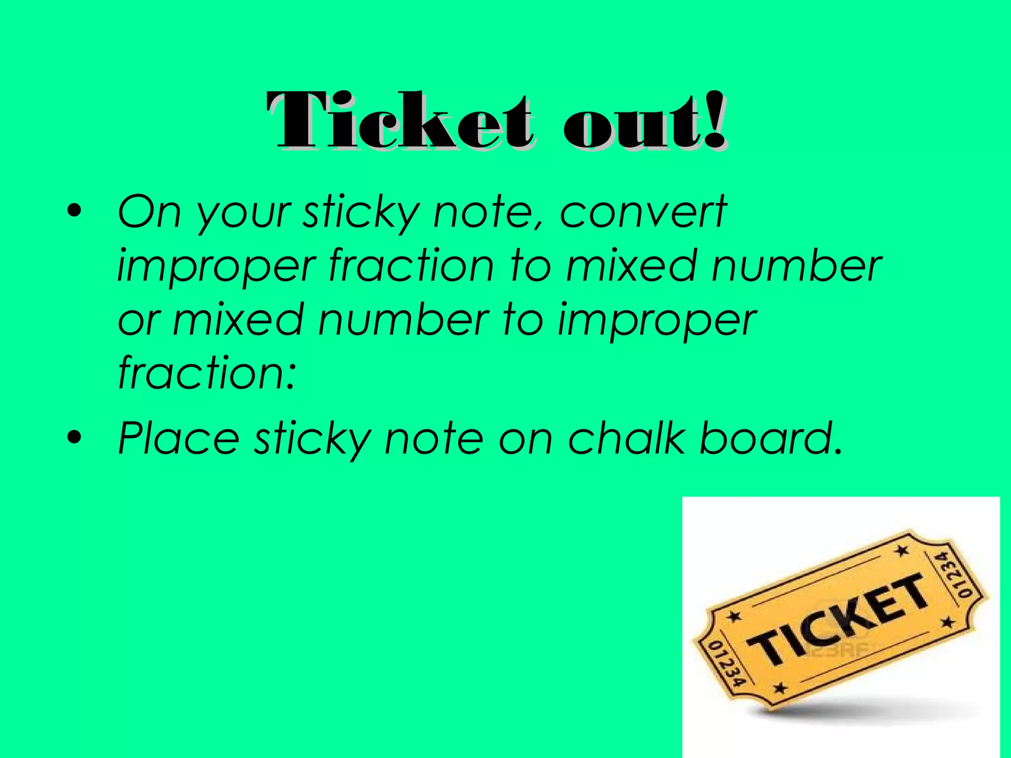 Converting fractions improper to mixed numbers | PPT