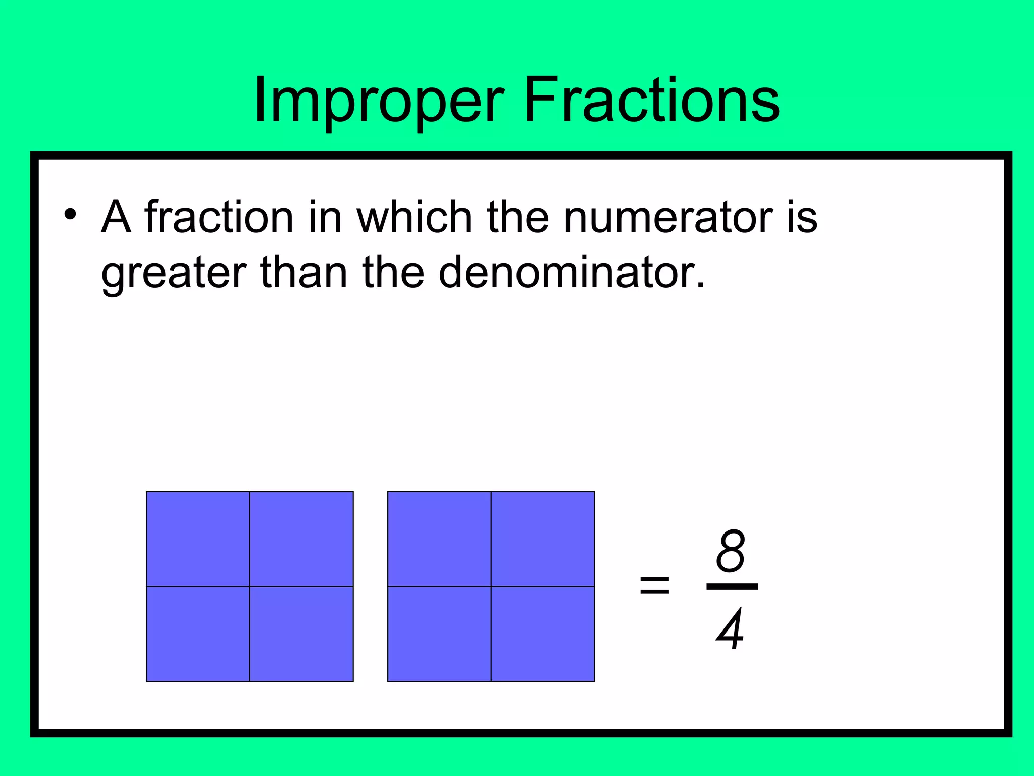 Converting fractions improper to mixed numbers | PPT