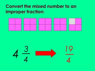 Converting fractions improper to mixed numbers | PPT
