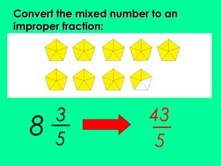 Converting fractions improper to mixed numbers | PPT