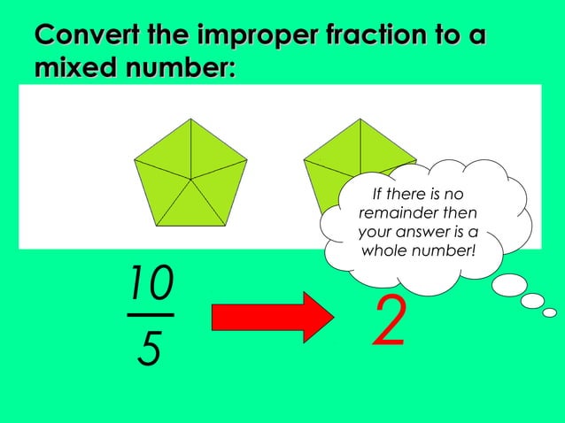 Converting fractions improper to mixed numbers | PPT