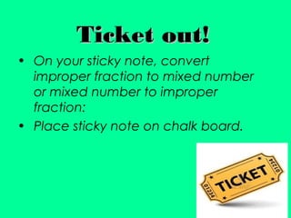 Converting fractions improper to mixed numbers | PPT