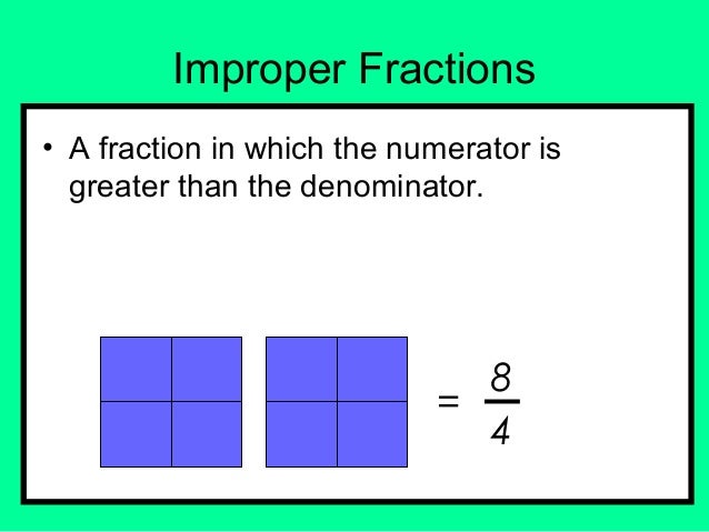 Converting fractions improper to mixed numbers