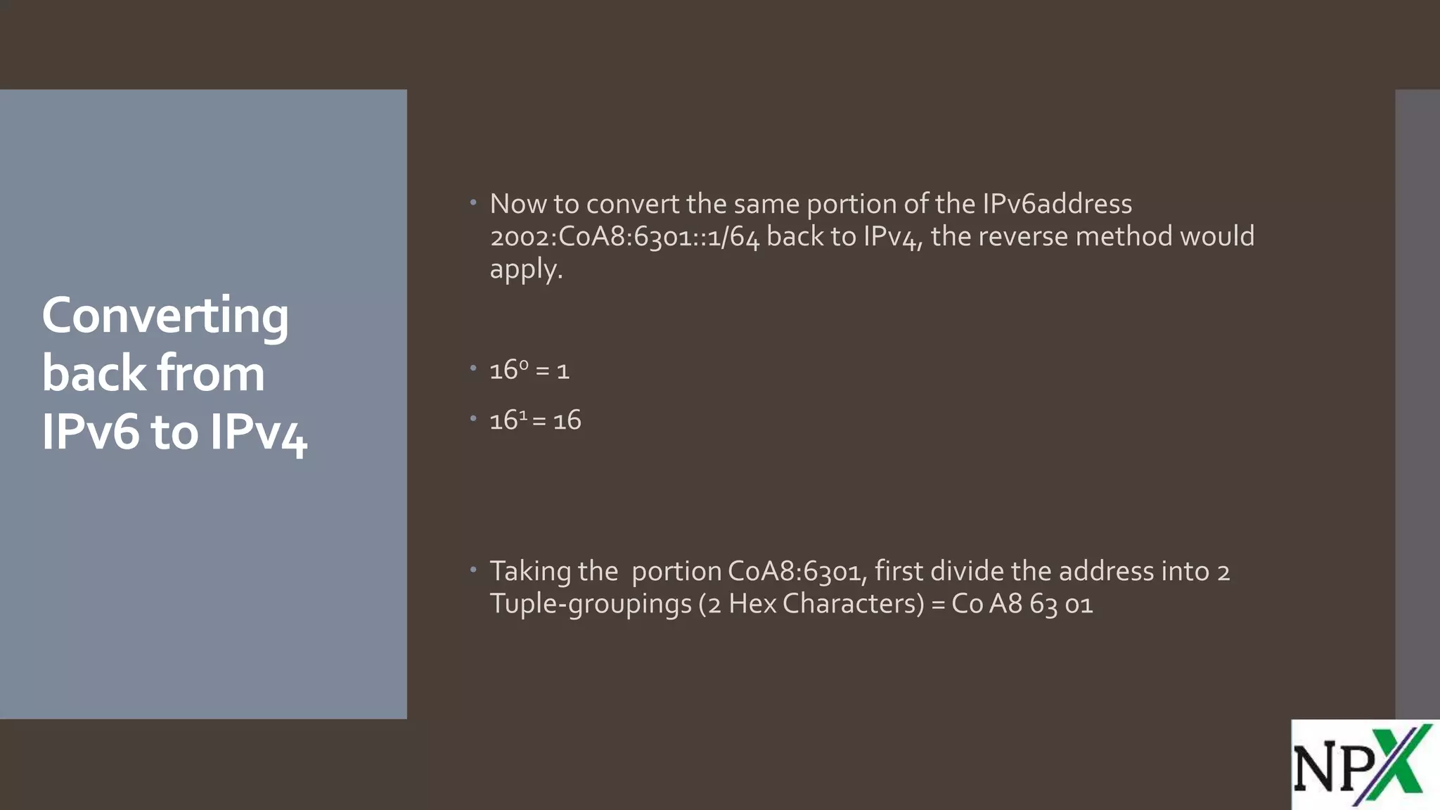 Converting ipv4 to ipv6 and vice versa | PPTX