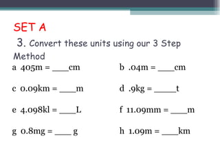 Converting Metric Units Set A | PPT