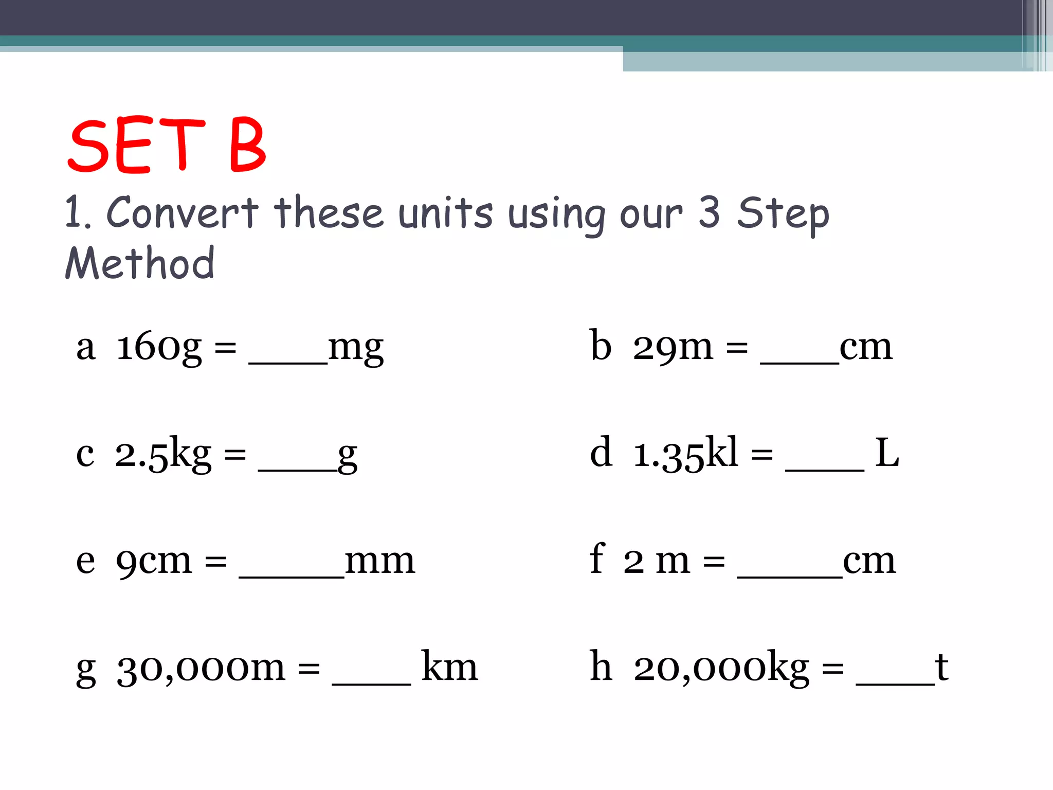 Converting Metric Units Set B | PPT