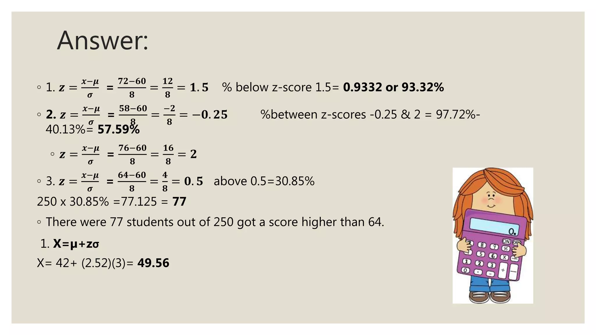 Converting normal to standard normal distribution and vice versa ppt | PPTX