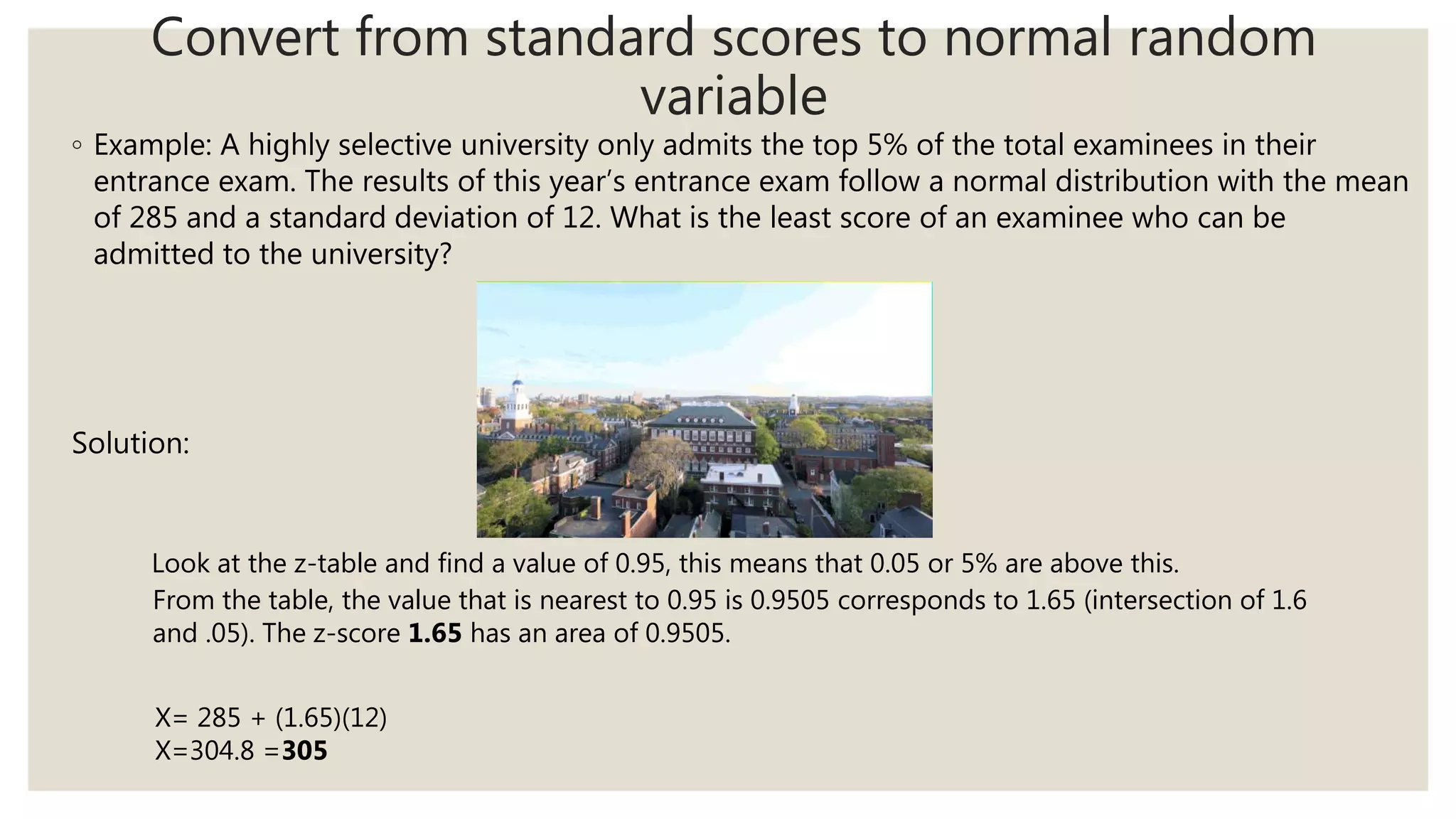 Converting normal to standard normal distribution and vice versa ppt | PPTX