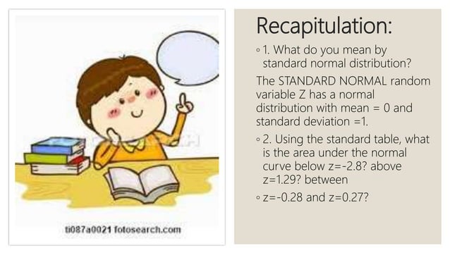 Converting normal to standard normal distribution and vice versa ppt ...