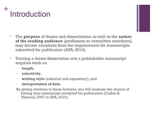 Converting theses and dissertations into journal articles | PPT