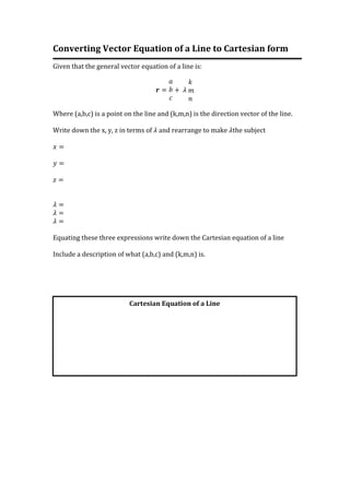Converting vector equation of a line to cartesian form | PDF