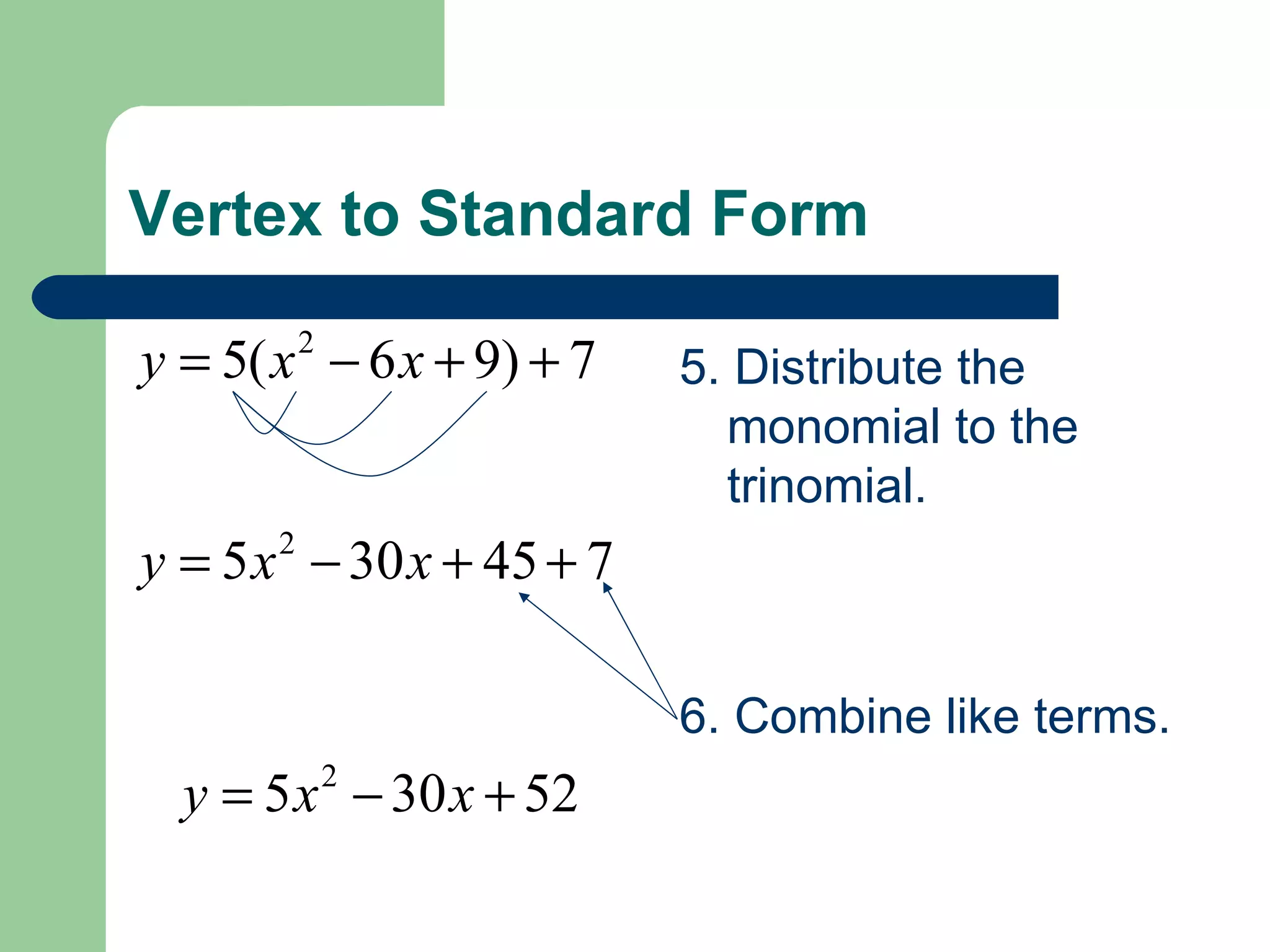 Converting Vertex Form To Standard Form | PPT