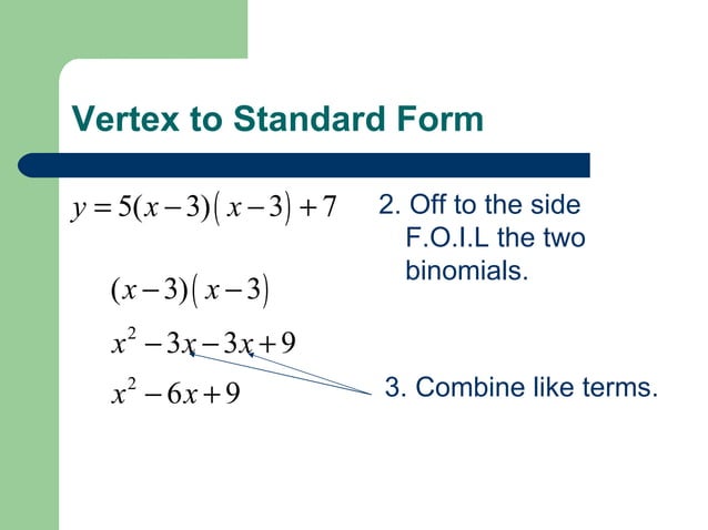 Converting Vertex Form To Standard Form | PPT