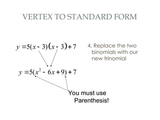 converting vertex form to standard form.ppt