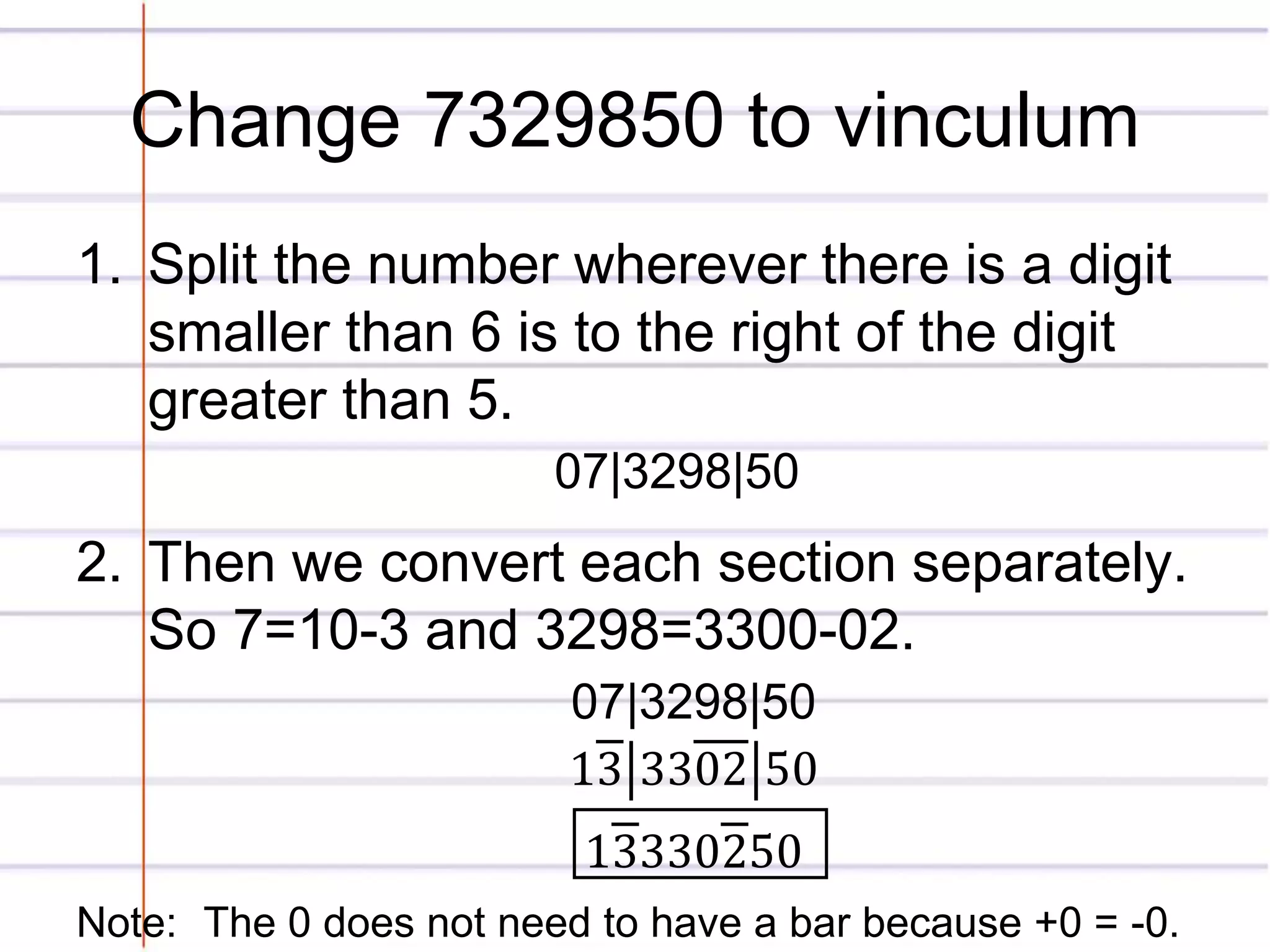 Converting vinculum numbers | PPTX