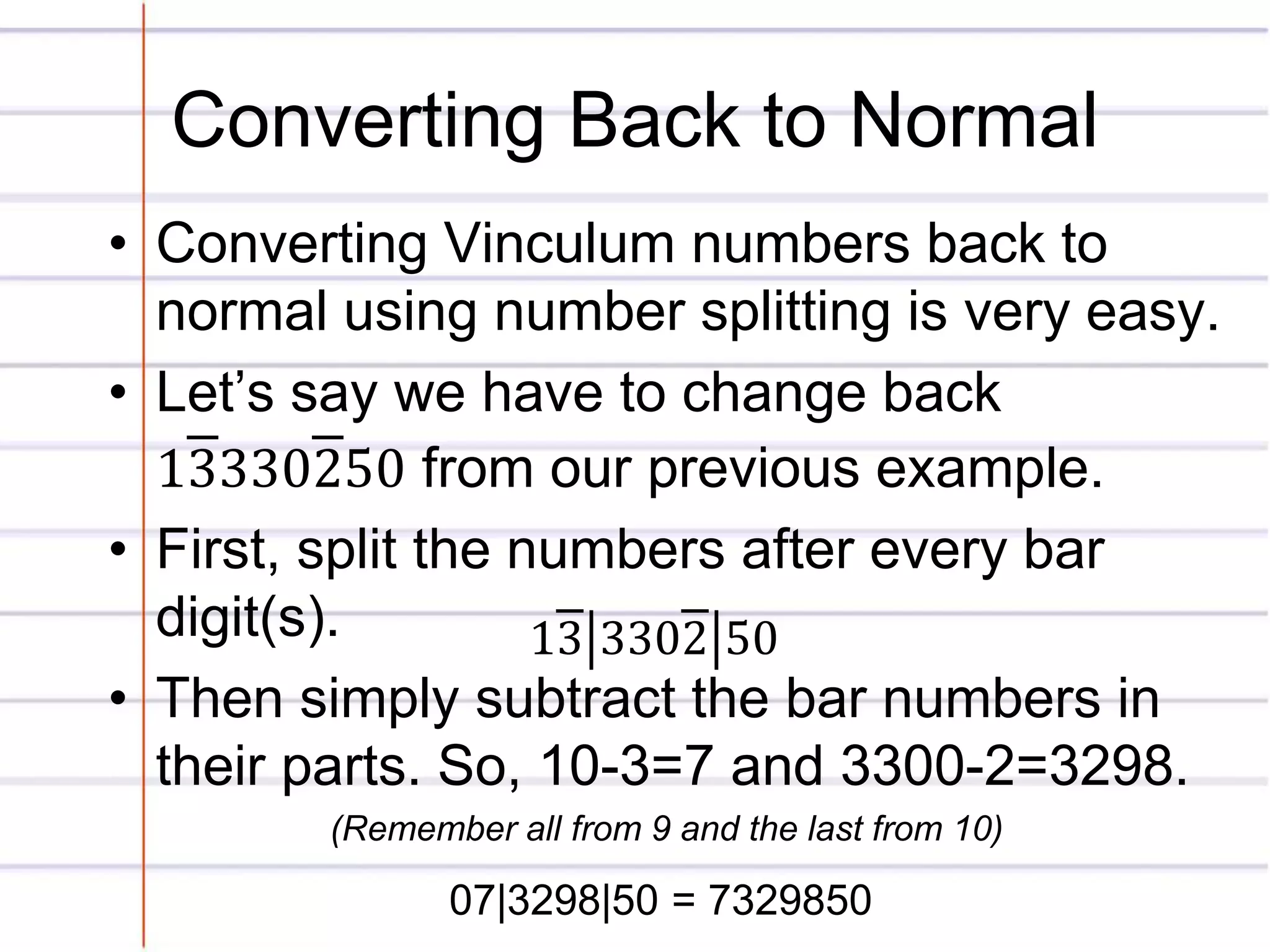 Converting vinculum numbers | PPTX