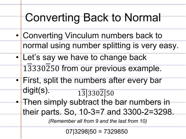 Converting vinculum numbers | PPTX