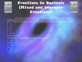 Converting with fractions, decimals, and percents | PPTX | Poker and ...