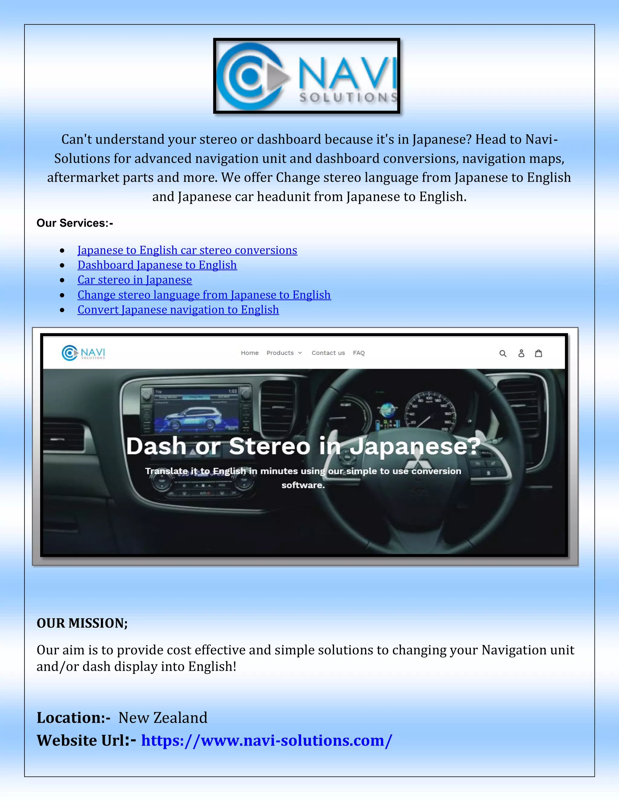 Convert japanese navigation to english | PDF
