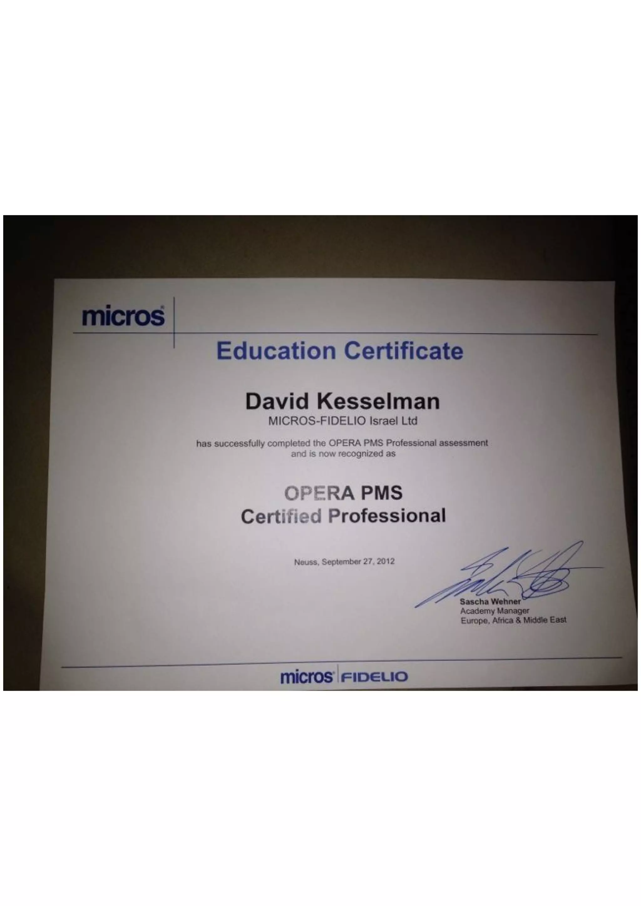 OPERA PMS Certification | PDF