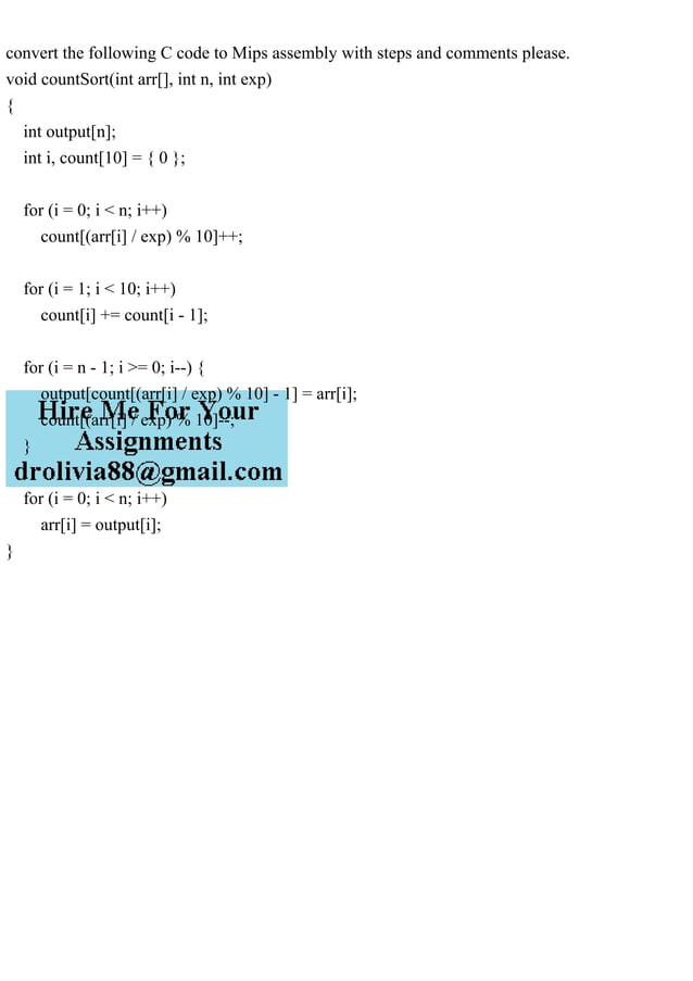 convert the following C code to Mips assembly with steps and comment.pdf