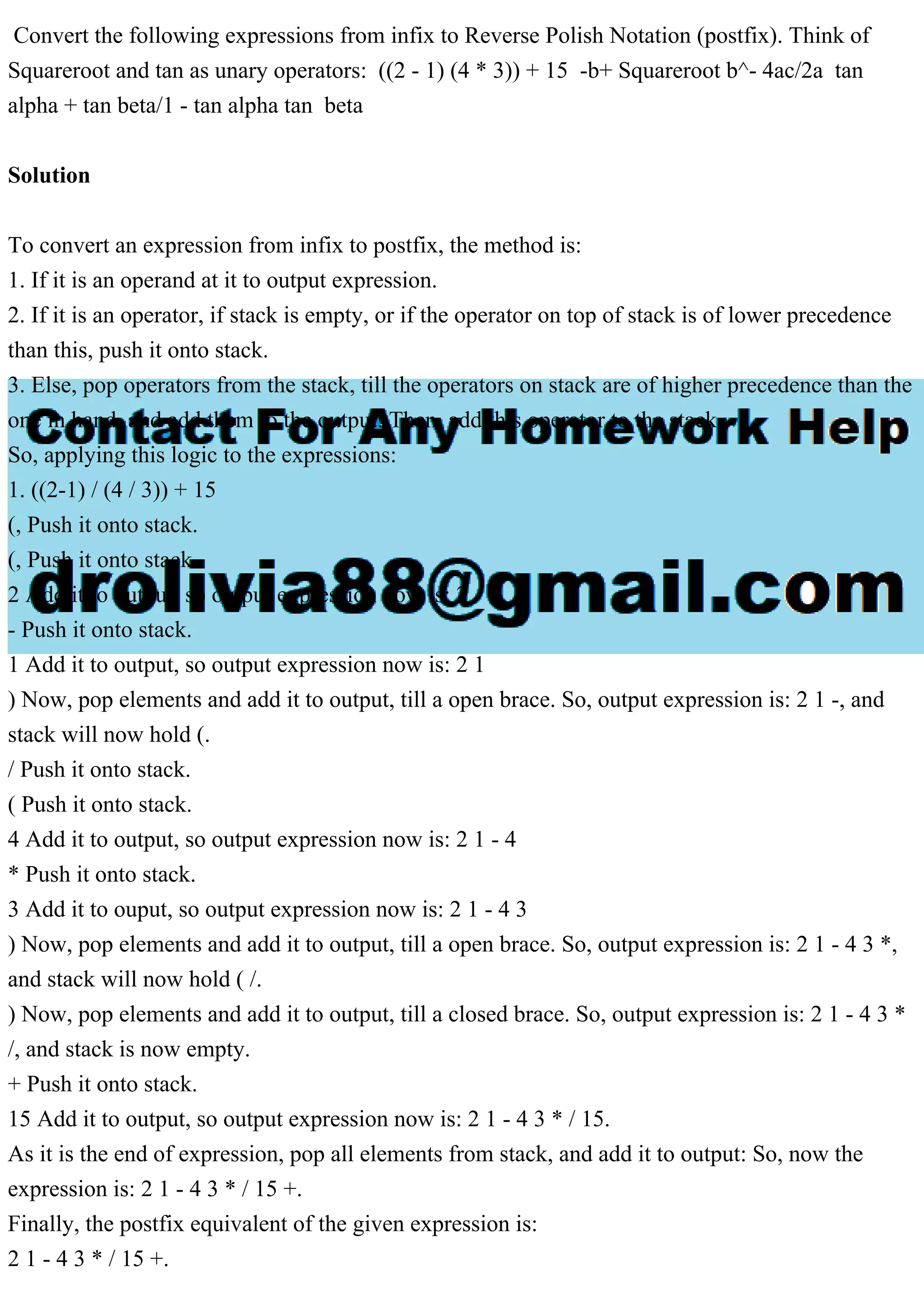 Convert the following expressions from infix to Reverse Polish Notati.pdf