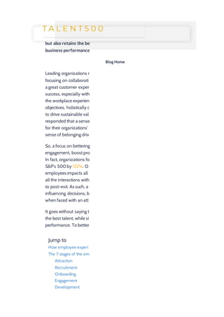 Attracting talent with workplace experience: 7 stages of employee ...