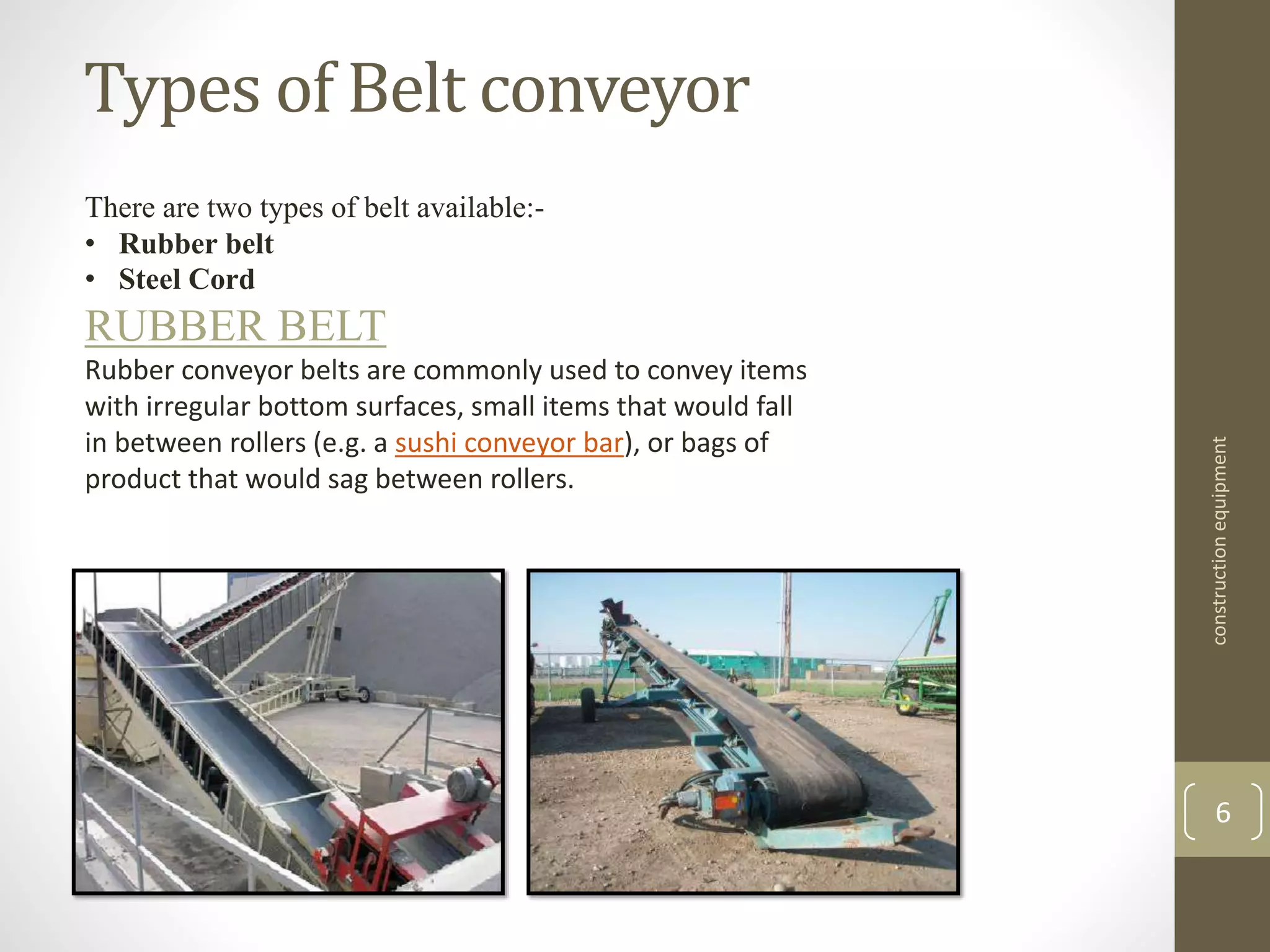 CONSTRUCTION CONVEYER EQUIPMENTS. | PPTX