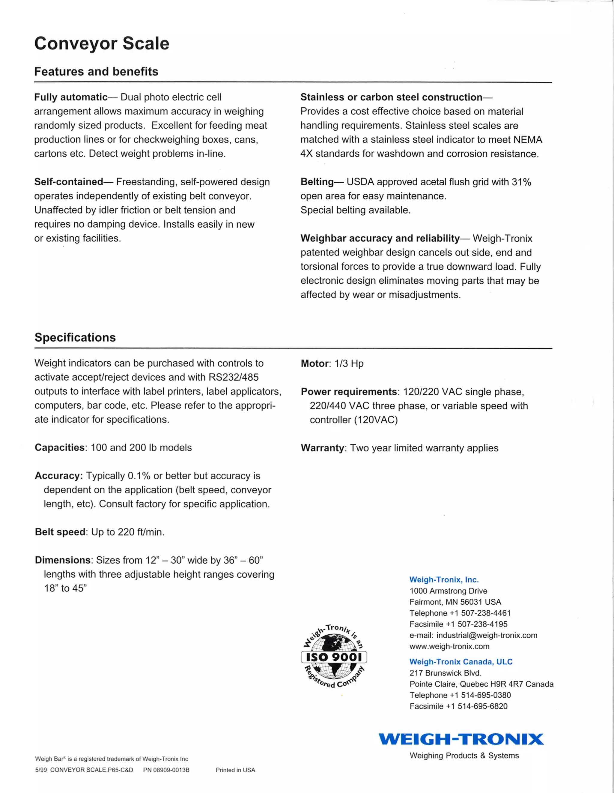 Conveyor Scale Brochure | PDF | Rail Travel | Travel Type
