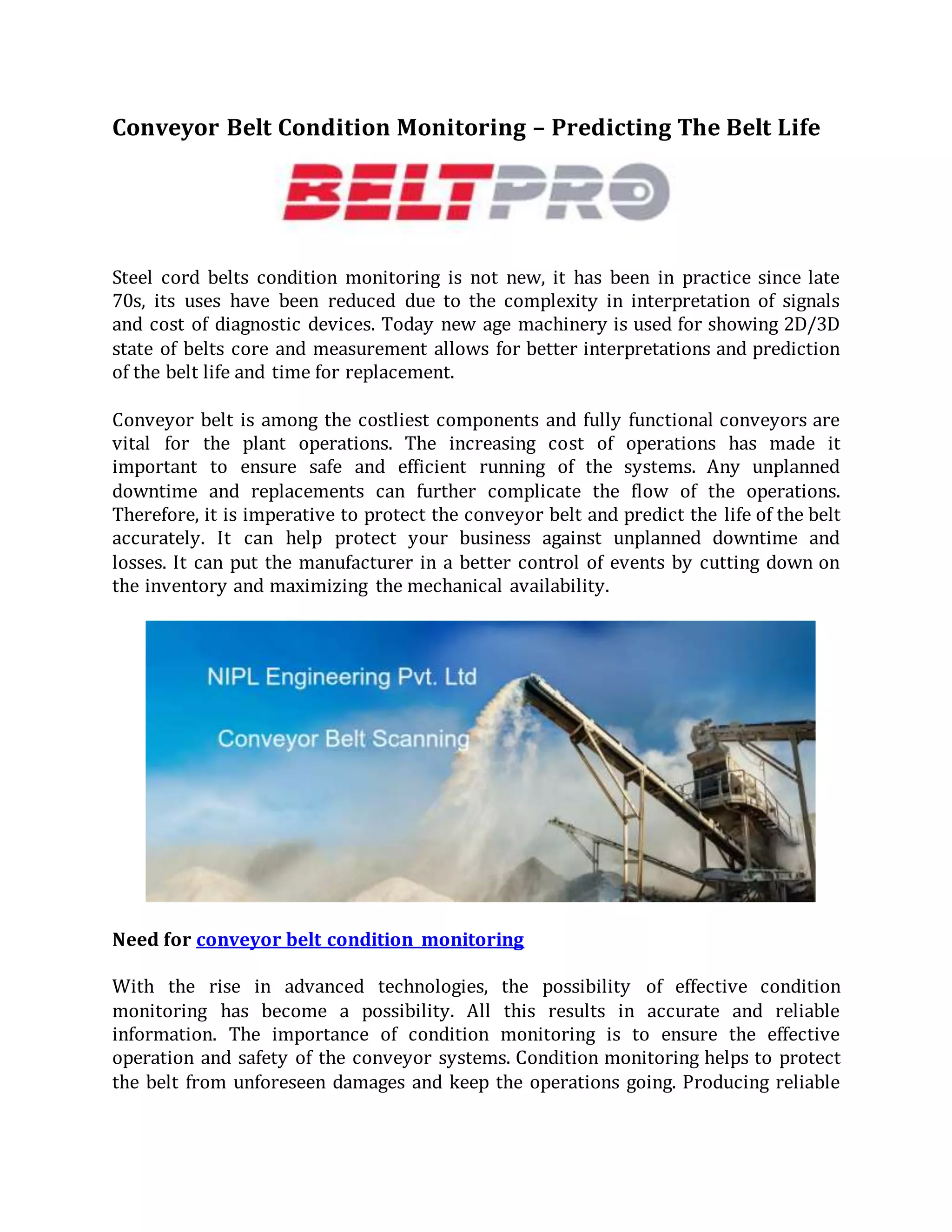 Conveyor belt condition monitoring | DOCX