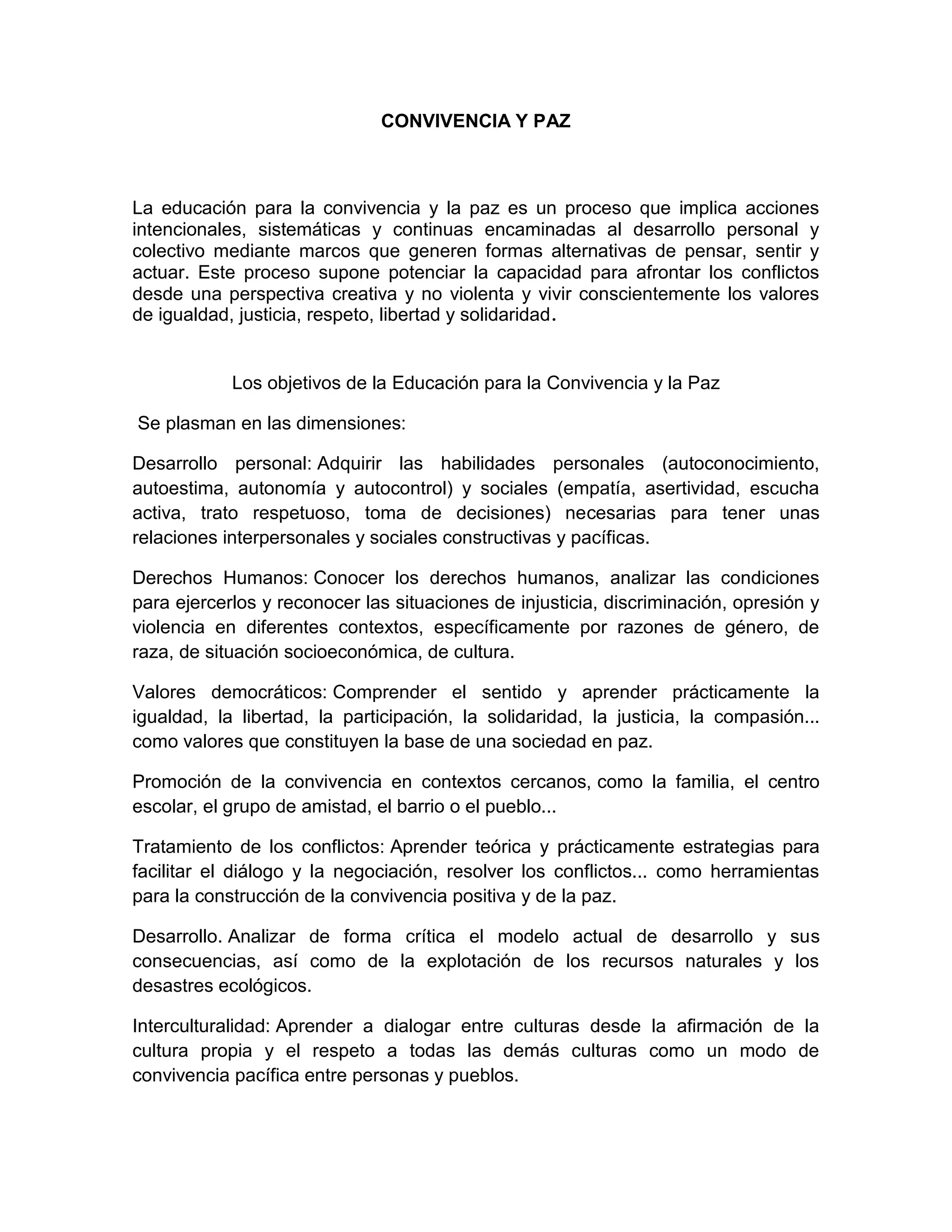 Convivencia y paz | DOCX
