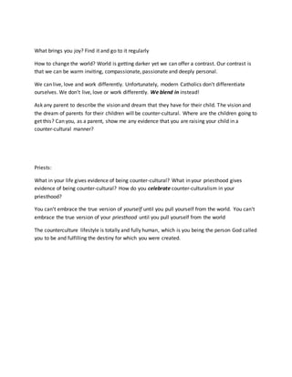 Archdiocese of Phila. 2015 Priest Convocation Notes (Matthew Kelly) | DOCX